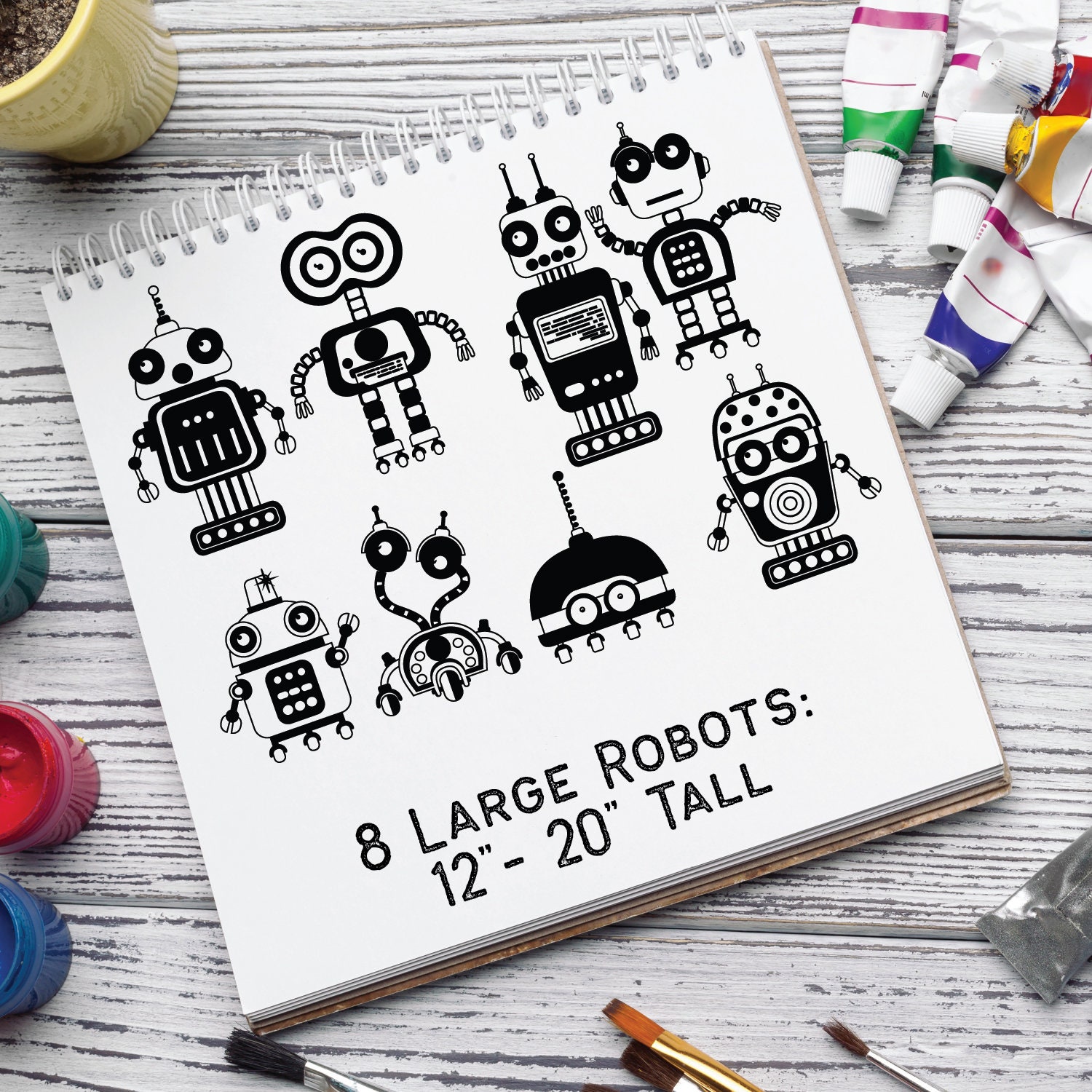 Large Collection of Robot Wall Decals Robot Wall Art | Etsy