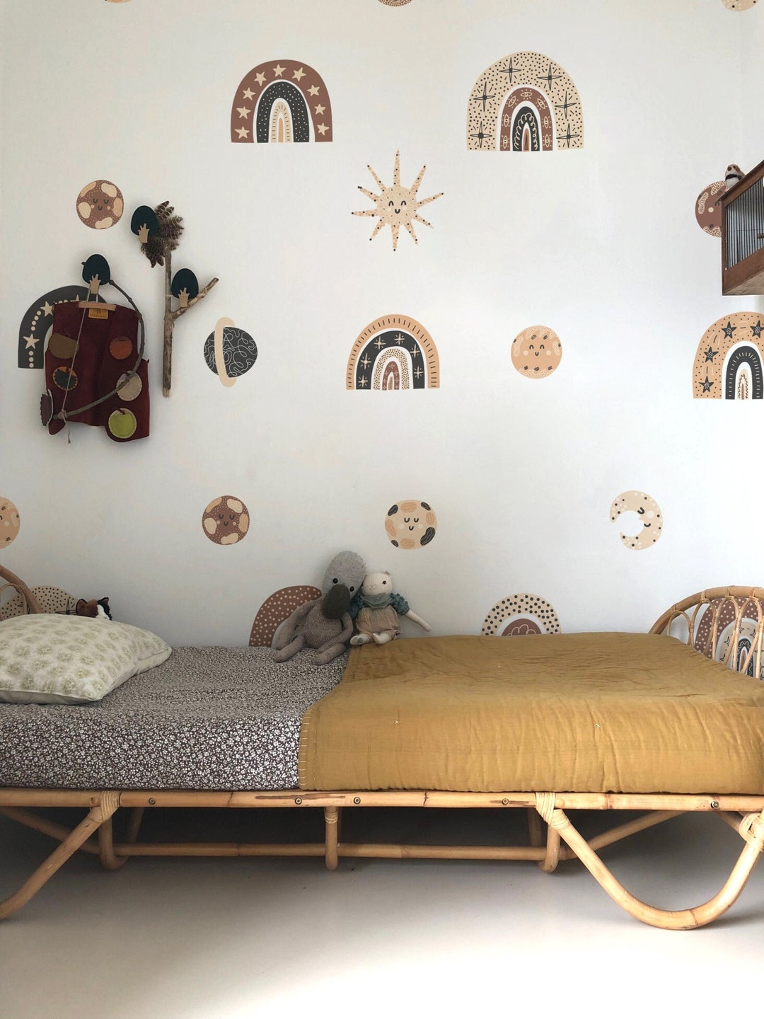 Gender Neutral Collection of Boho Rainbow and Planets Wall Decals ...