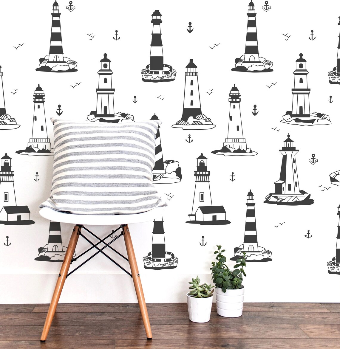 Nursery Lighthouse Wall Decal Nautical Wall Decals Anchors - Etsy