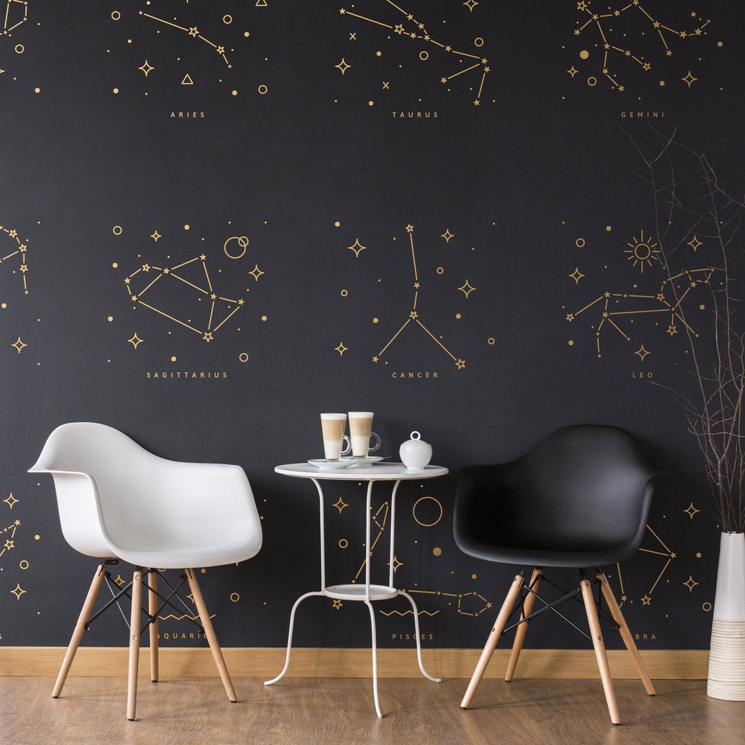 Hand Drawn Zodiac Constellations and Star Decals, Large Minimalist ...