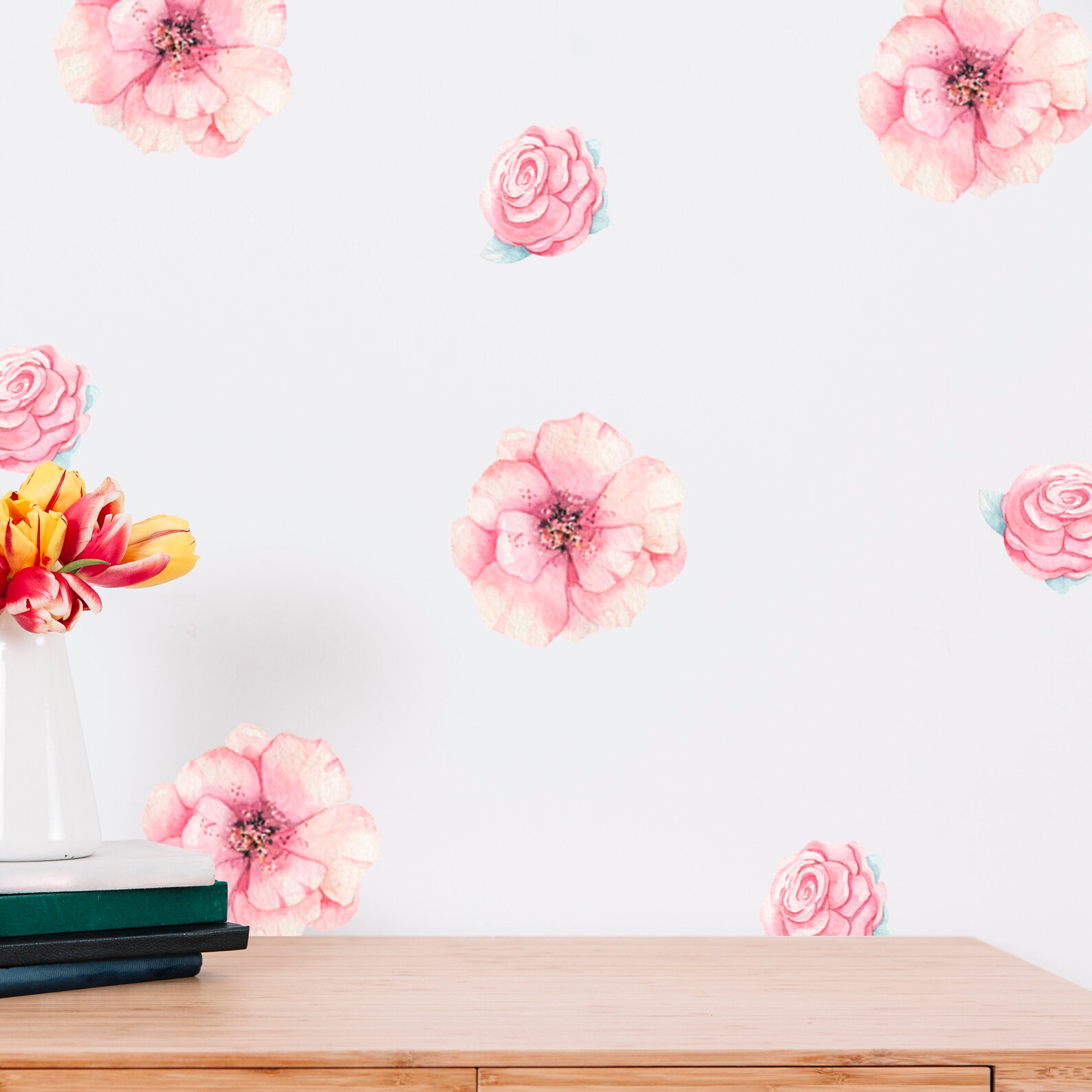 Pink Flowers Wall Decals Nursery Wall Decal Girls Wall Decor Playroom ...