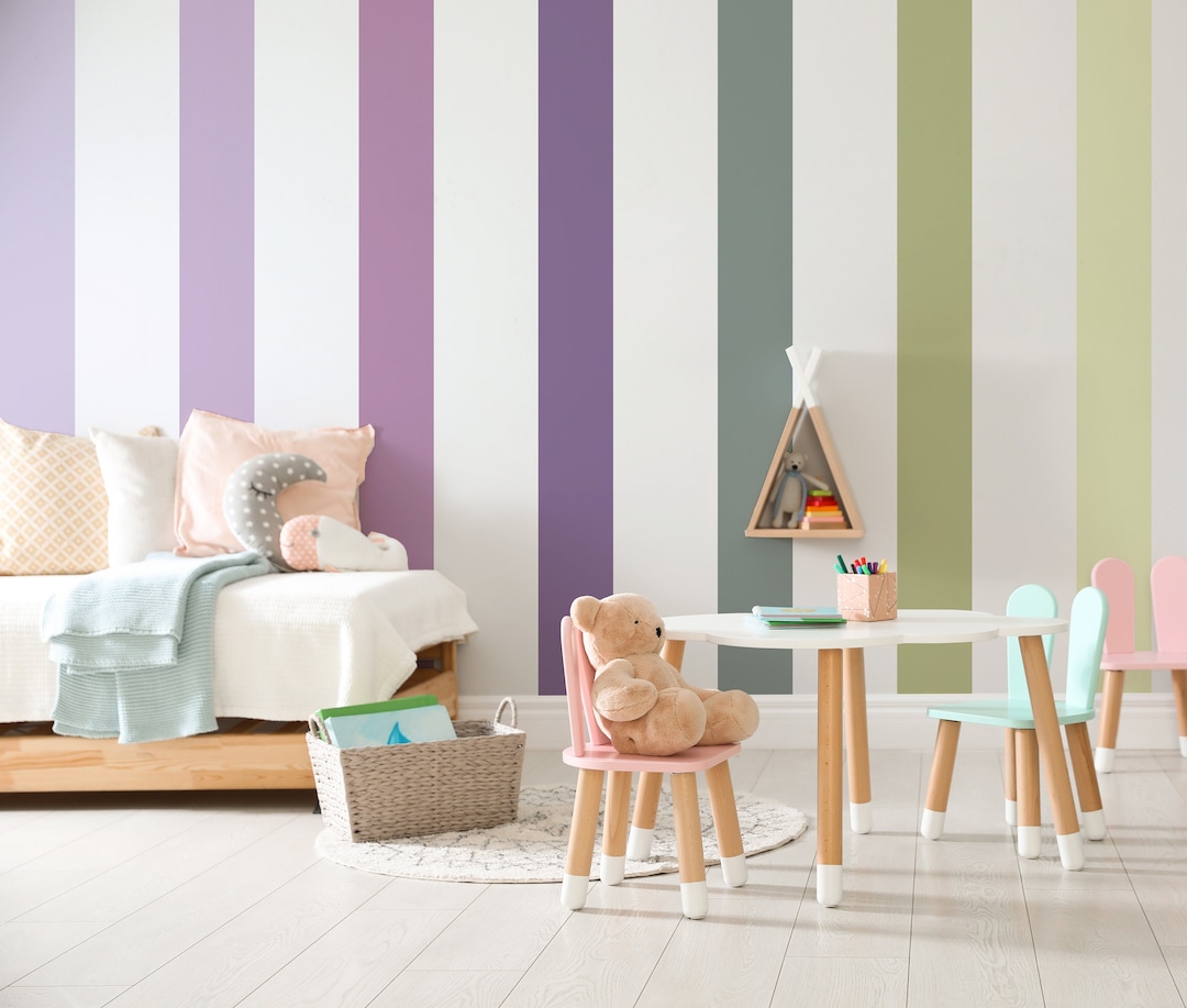 Rainbow Stripes Wall Decals, Purple and Green Large Wall Stripes ...