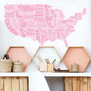 Large Map Wall Decal | United States of America | States | American ...