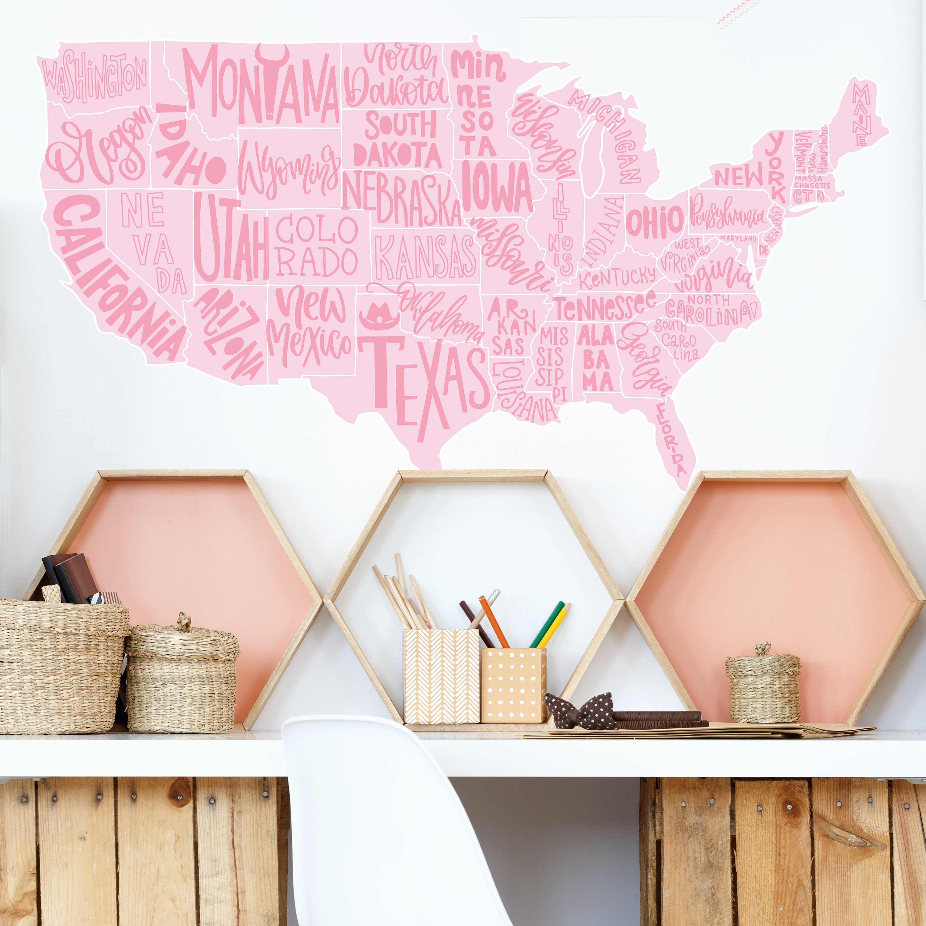 Large Map Wall Decal | United States of America | States | American ...