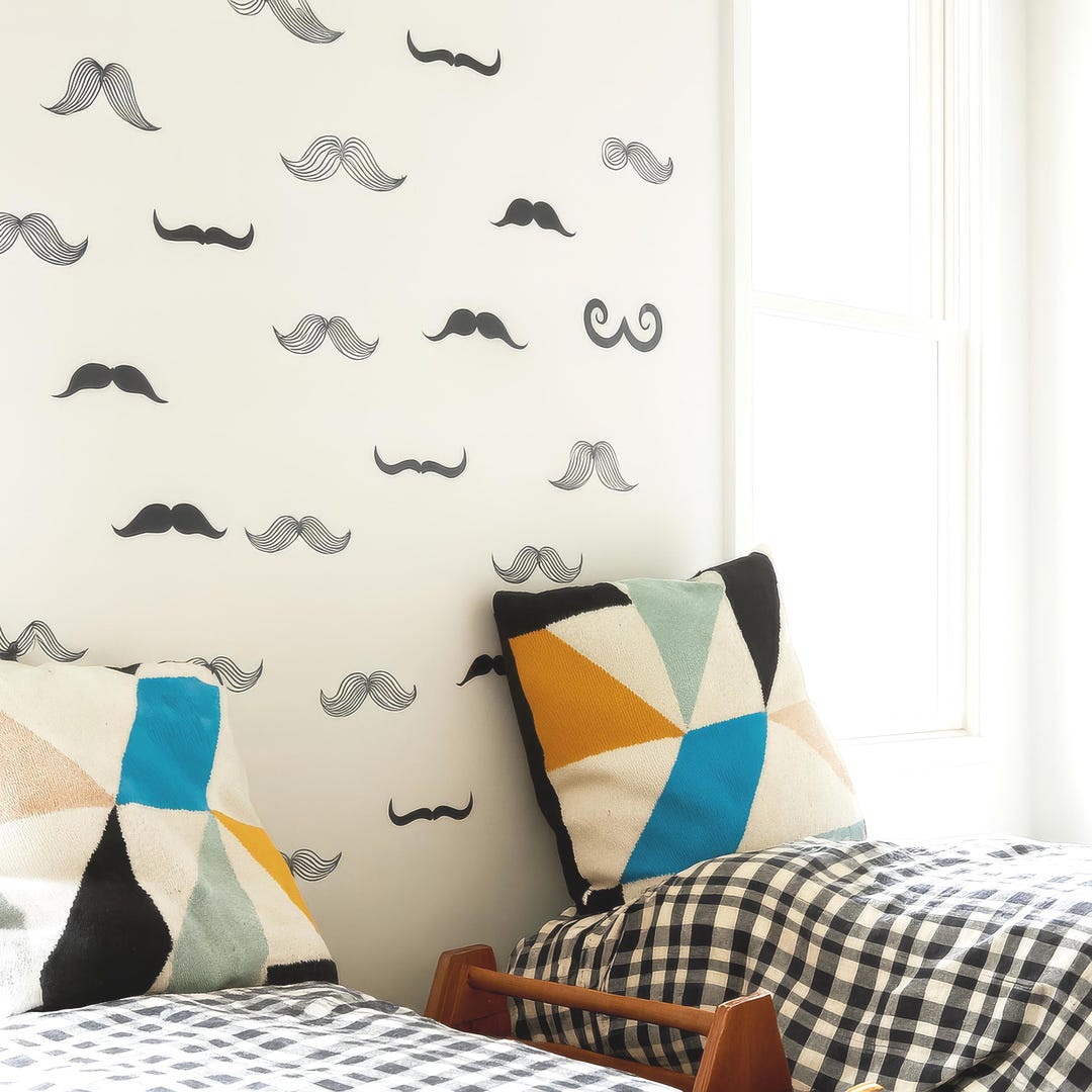 Mustache Wall Decals Set, Vintage Moustache Stickers, Boys Room ...