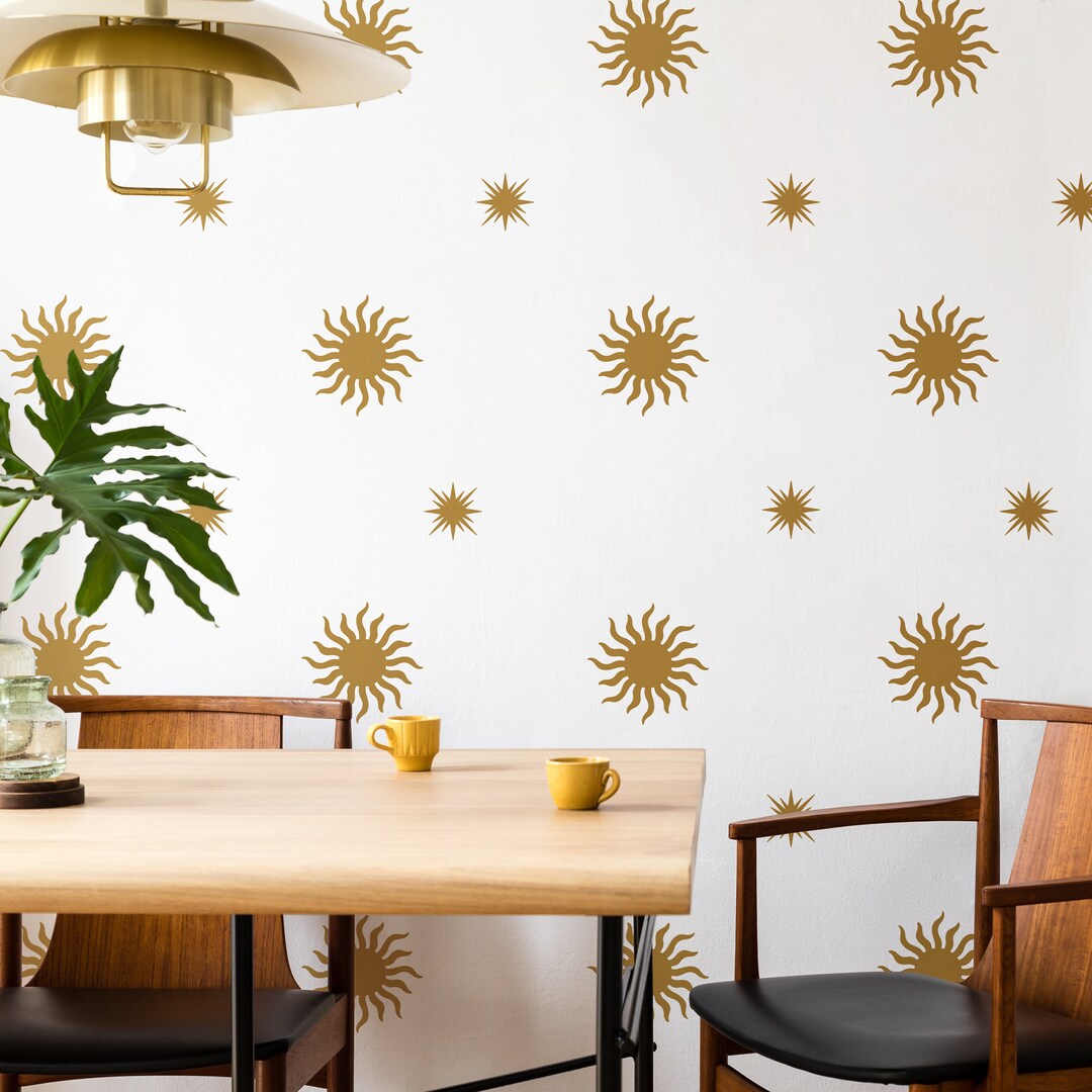 Sun Stars Wall Decals, Sunshine Wall Stickers, Boho Kids Room Wall Art ...