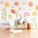 Retro Groovy Flowers and Leaves Wall Decal Set, Decorative Flowers ...
