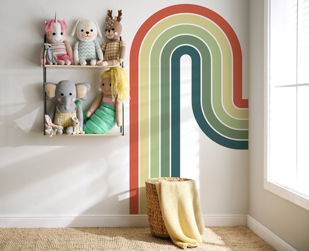 Large Rainbow Wall Decal for Nursery or Playroom – Half Curve Elongated ...