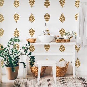 Modern Fern Leaves Wall Decals, Floral Vinyl Decal Set, Botanical Leaf ...