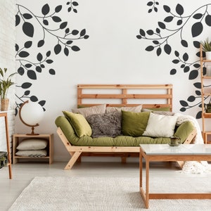 Line Drawing Corner Wall Decals, Accent Floral Vine Corner Accent Decal ...
