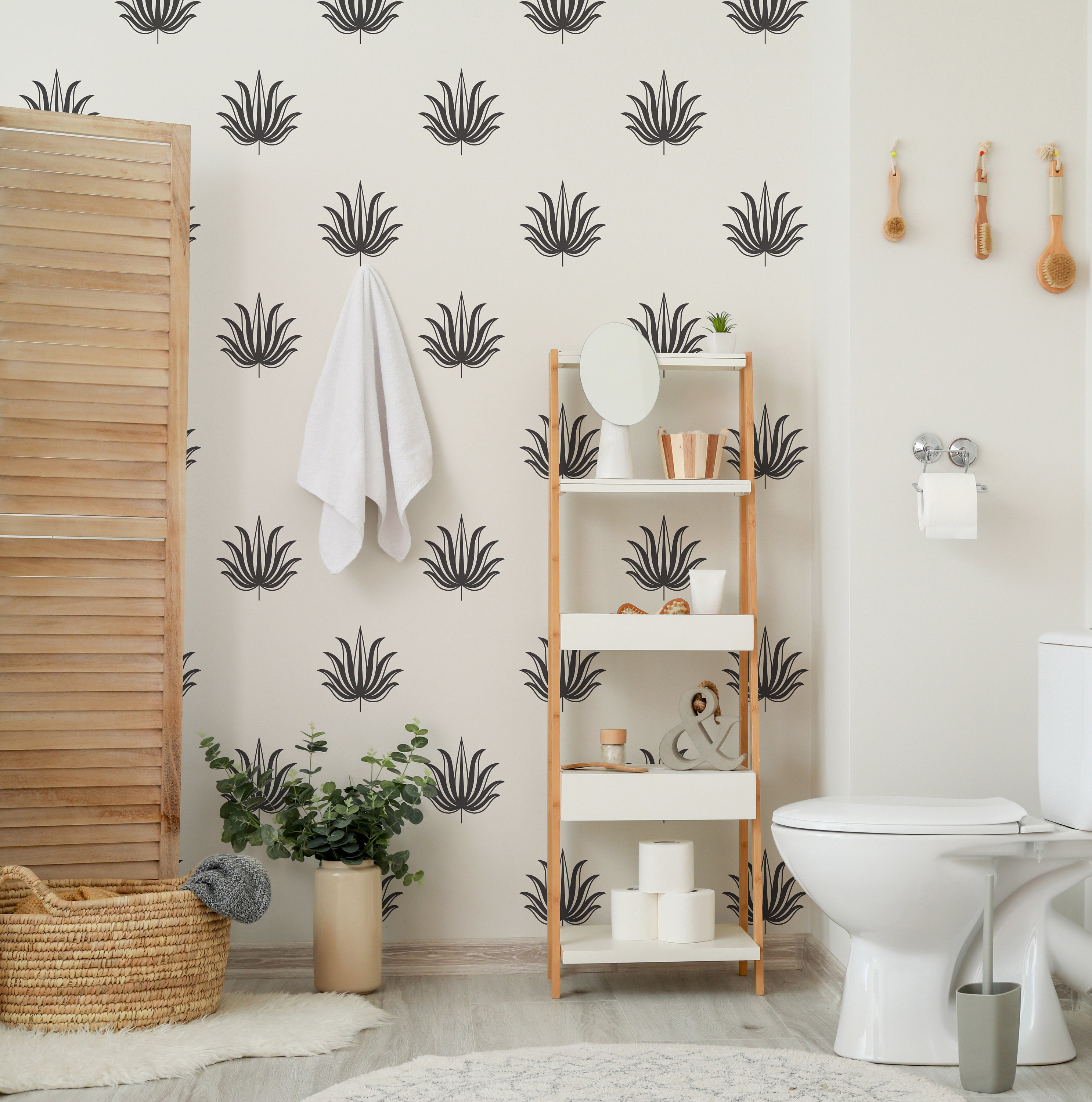 Palm Leaves Wall Decals Floridan Decal Set Flower Blossoms - Etsy