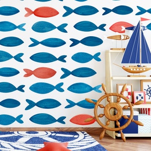 School of Fish Wall Decal for Nursery | Watercolor Fish Wall Decals ...