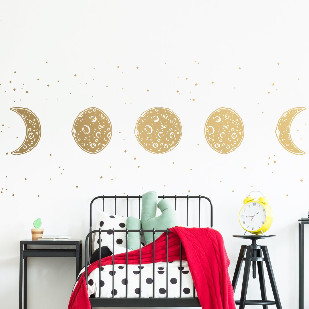 Moon Phases Wall Decals Moon Phases Decor Bedroom Decor Modern Decals ...