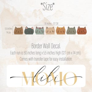 Cat Wall Border Decal for Nursery - Removable Vinyl Strip - Cute Kitty ...