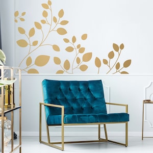 Line Drawing Corner Wall Decals, Accent Floral Vine Corner Accent Decal ...