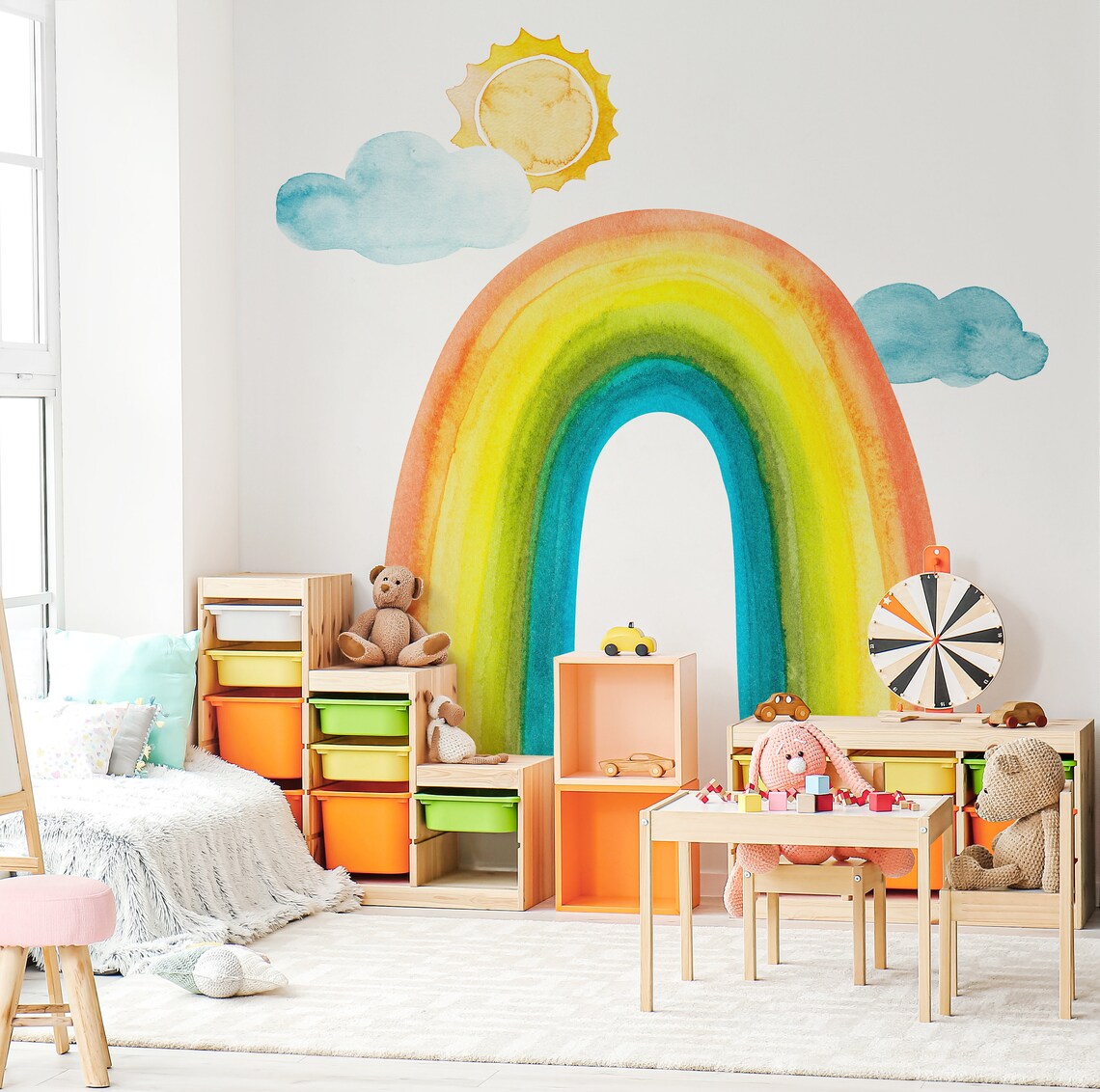 Large Watercolor Rainbow Wall Decal Watercolor Rainbow Decor - Etsy