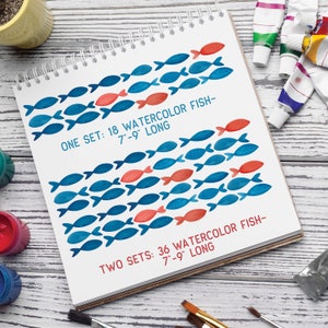 School of Fish Wall Decal for Nursery | Watercolor Fish Wall Decals ...