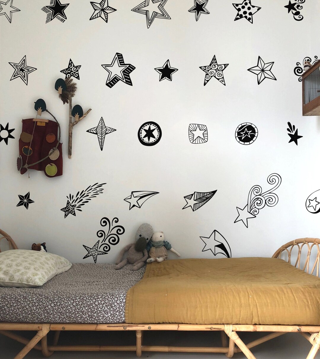 Shiny Stars Wall Decals Hand Drawn Stars Collection Doodle Stars Wall ...