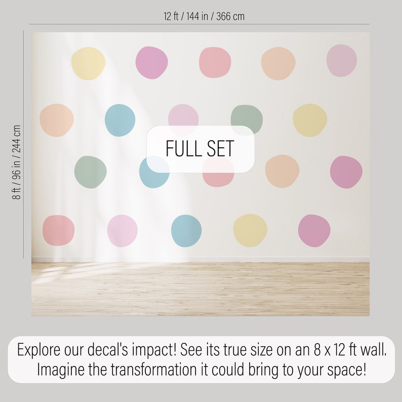 Large Size Watercolor Polka Dots Wall Decals, Pastel Wall Stickers ...