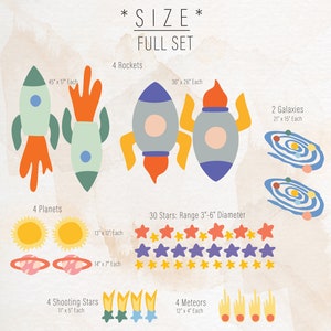 Cosmic Space Wall Decal Sticker Set, Galaxy Wall Sticker, Rockets ...