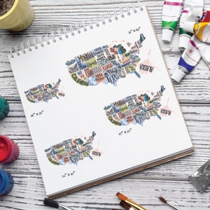 Large Map Wall Decal | United States of America | States | American ...