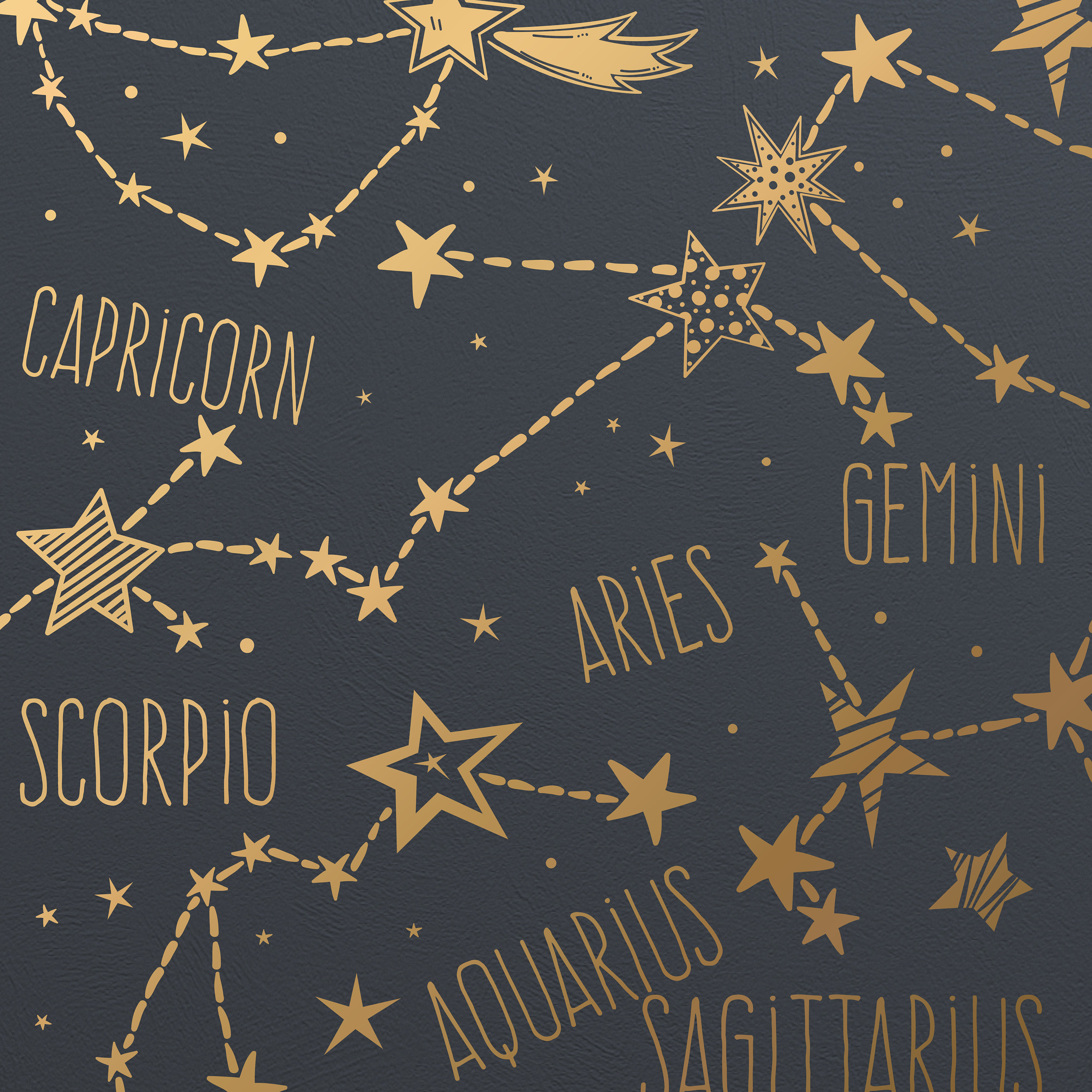 Hand Drawn Zodiac Constellations and Star Decals Large Collection, Wall ...