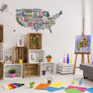 Large Map Wall Decal | United States of America | States | American ...