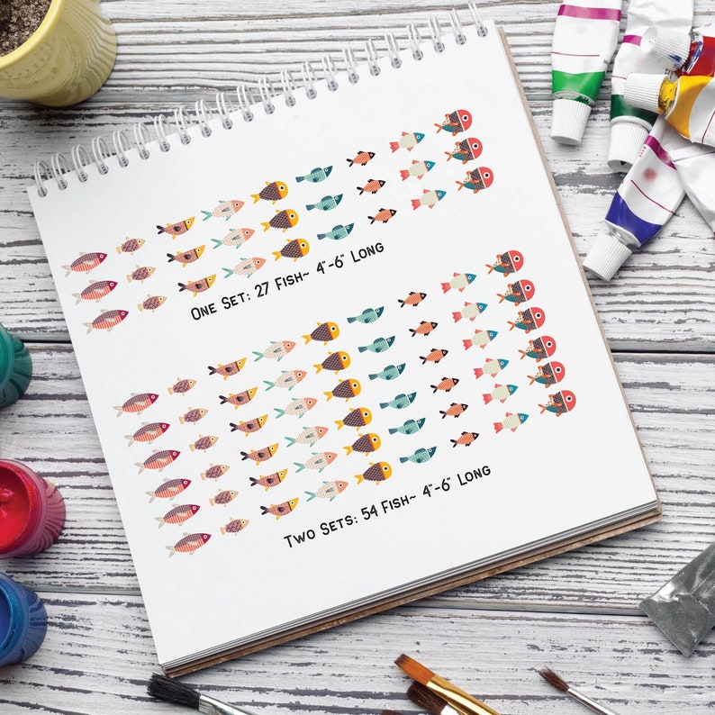 Mid Century Modern Fish Wall Decals Fish Wall Stickers | Etsy