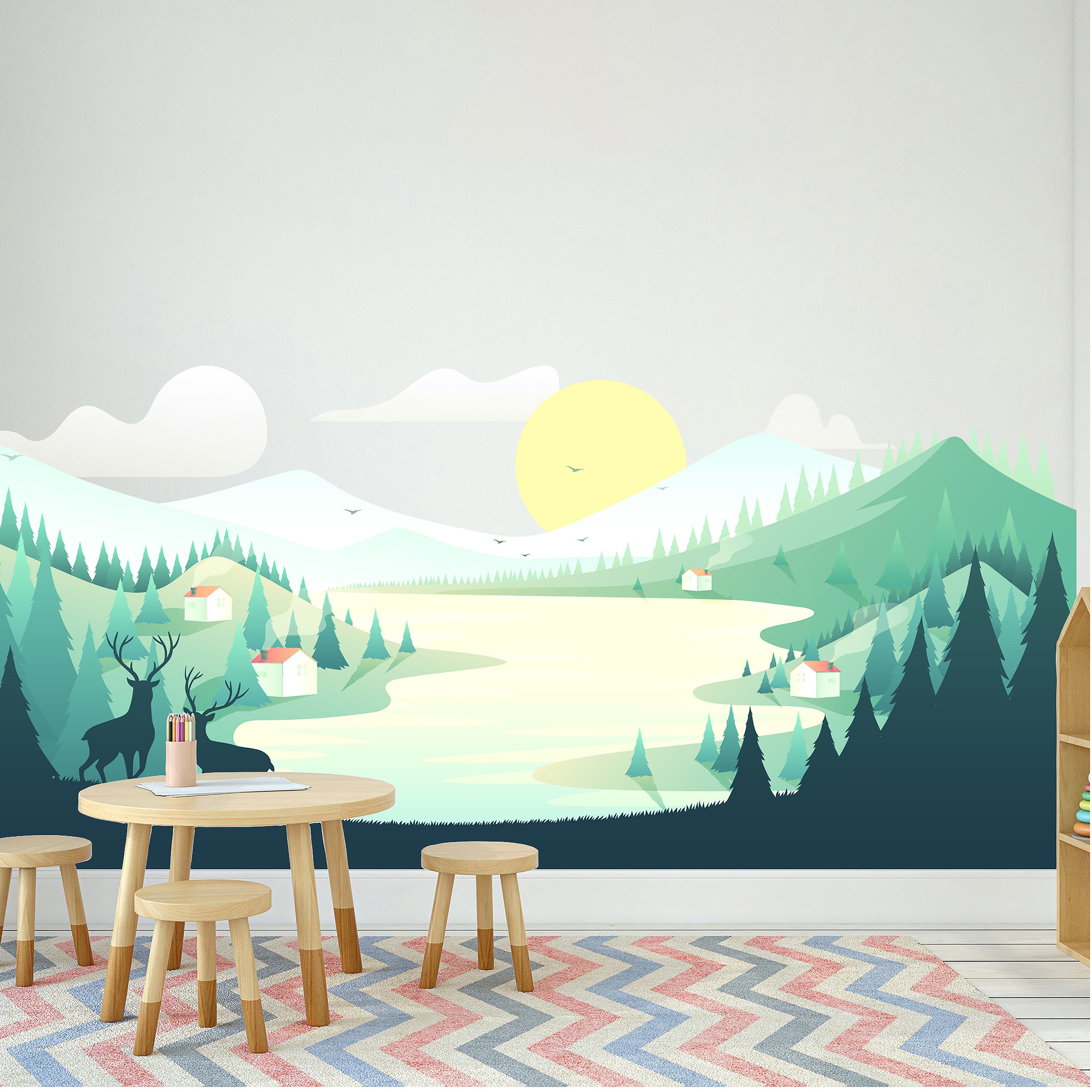 Nursery Mountain Wall Decals Mountain and Valley Scenery - Etsy