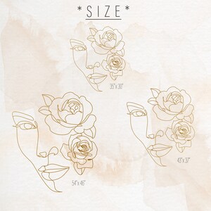 Line Drawing Wall Decal, Floral Head Line Drawing, Focal Wall Artwork ...