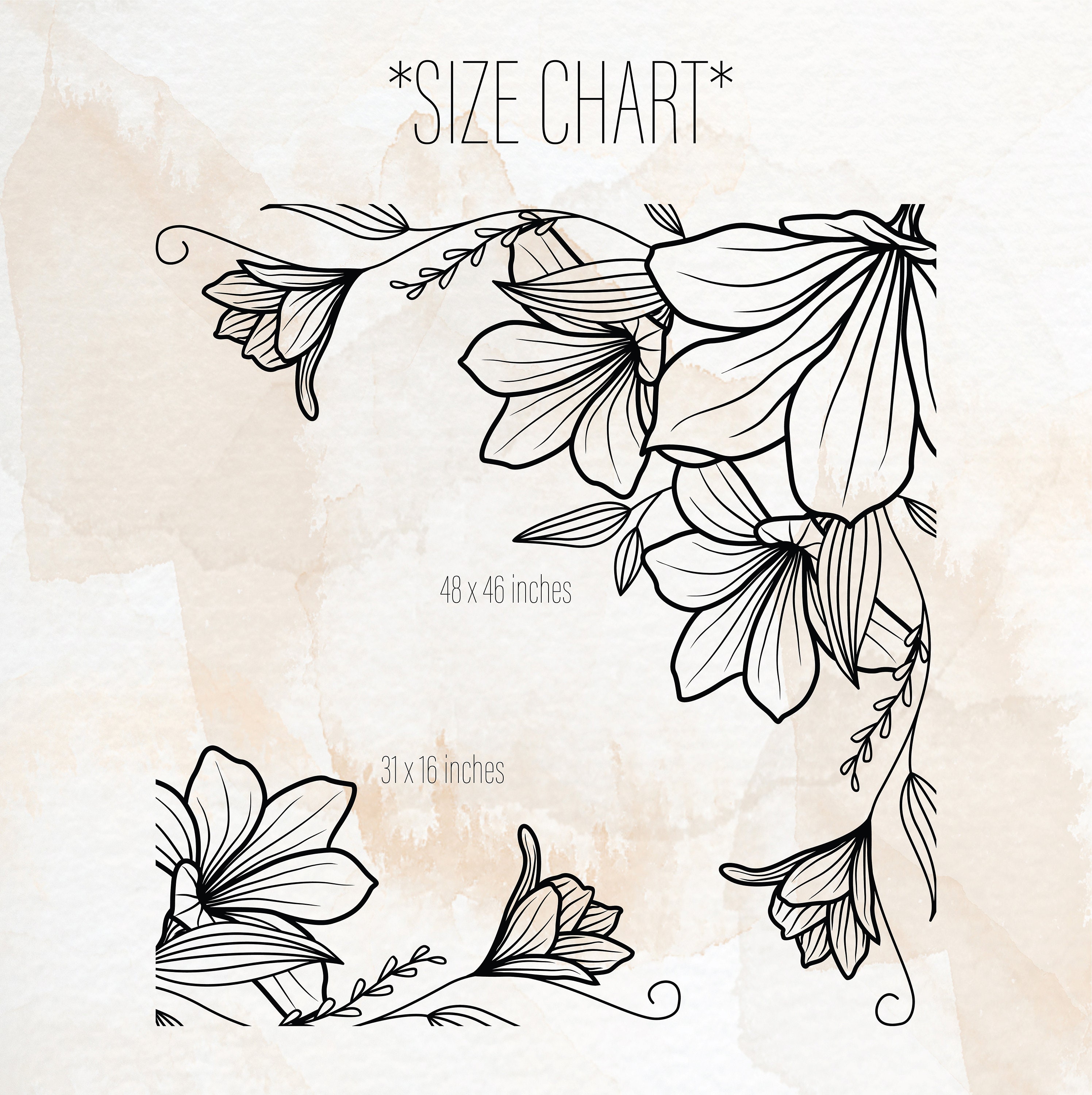Line Drawing Corner Wall Decals, Accent Floral Line Drawing Corner ...
