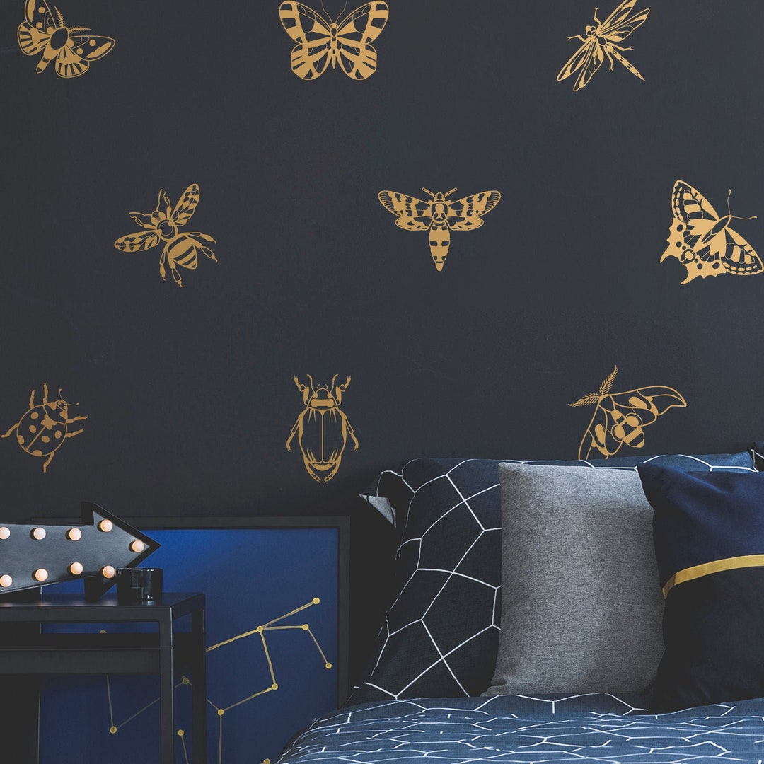 Insects Wall Decals Stickers Butterfly Bee Beetle Dragonfly Wall Decals ...