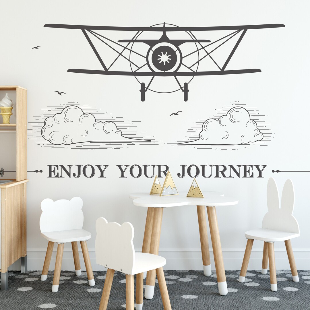 Airplane Wall Decals, Vintage Airplane Wall Art, Airplane Decor ...