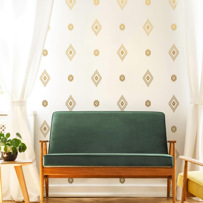 Boho Tribal Pattern Wall Decals (66 or 132), Aztec Diamond Vinyl ...