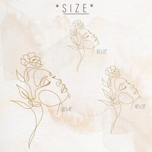 Line Drawing Wall Decal, Floral Head Line Drawing, Focal Wall Artwork ...