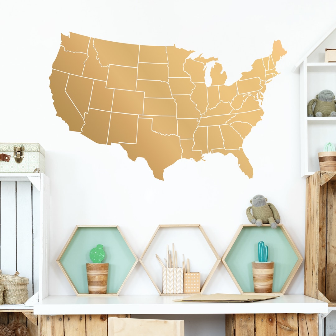 Large Map Wall Decal | United States of America | States | American ...