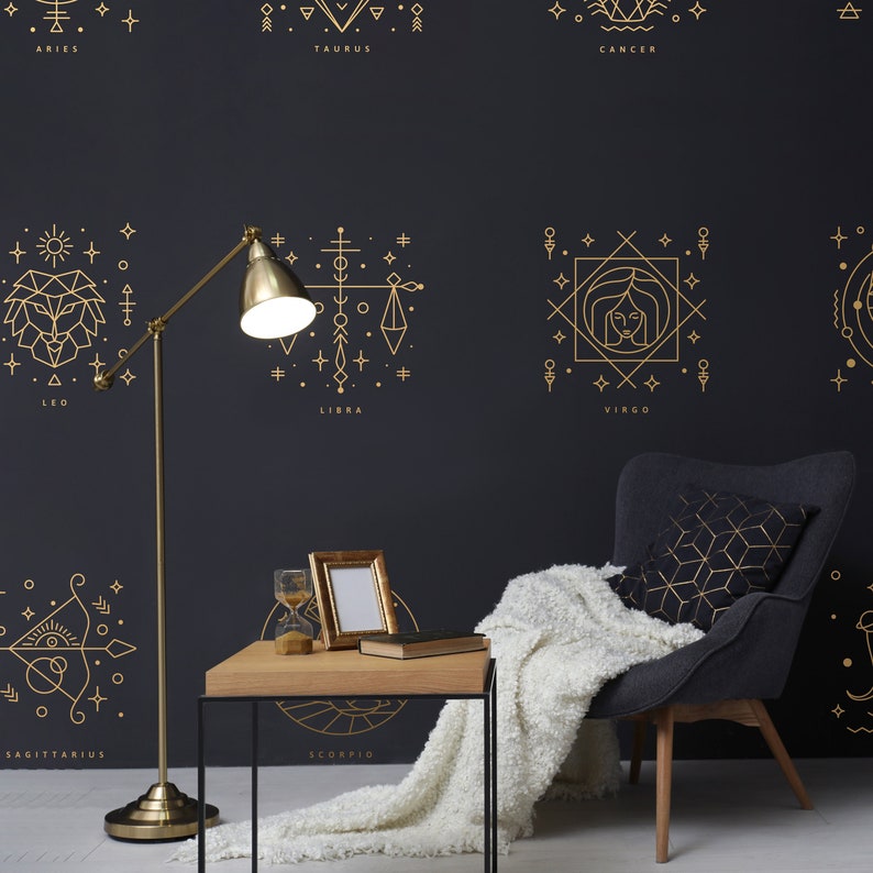 Zodiac Wall Decals, Astrology Wall Decals, Large Mystical Wall Art ...