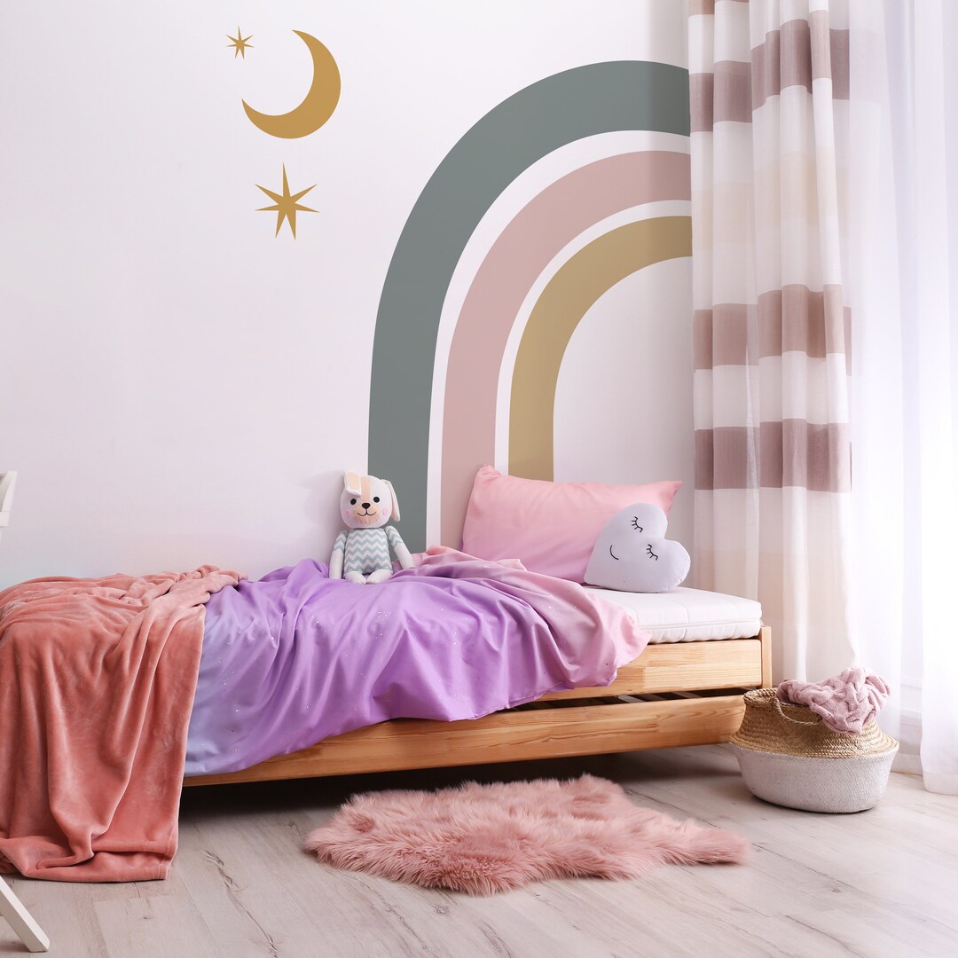 Modern Half Curve Rainbow Wall Decal, Elongated Rainbow, Nursery ...