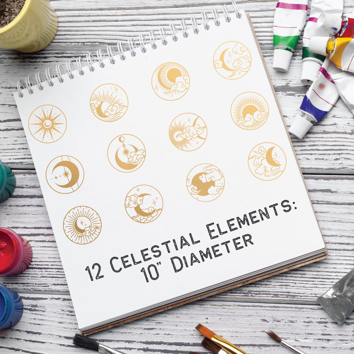 Mystical Sun Moon Wall Decals Celestial Elements Wall Decals - Etsy