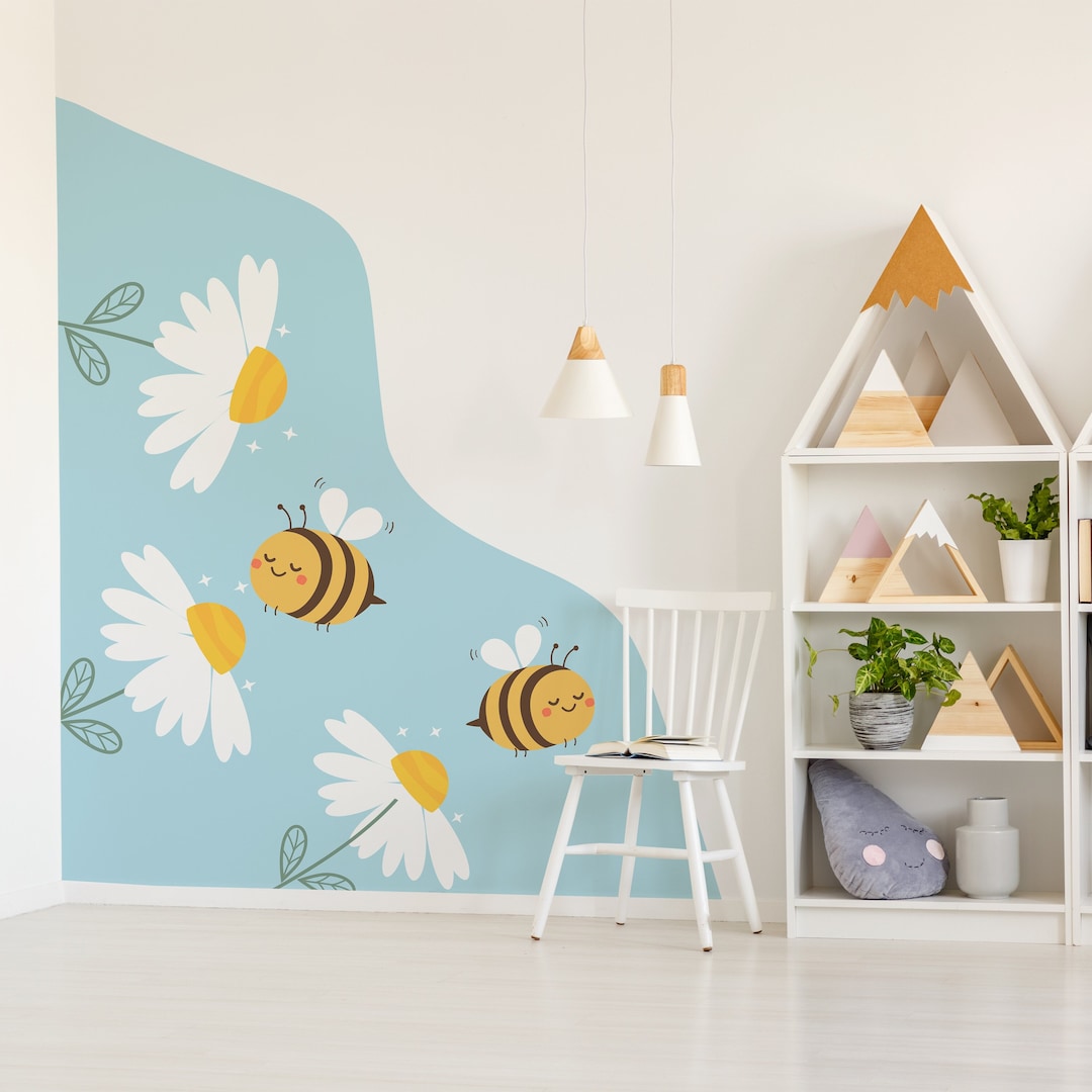 Corner Flowers and Bees Wall Decal Set - Charming Floral Accents With ...