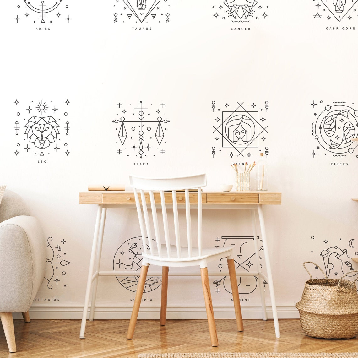 Zodiac Wall Decals, Astrology Wall Decals, Large Mystical Wall Art ...