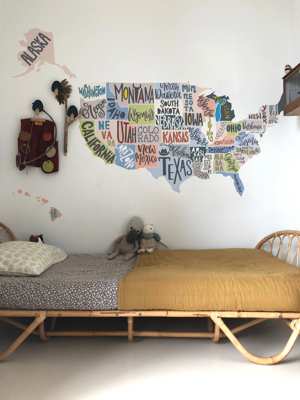 Large Map Wall Decal United States of America States | Etsy