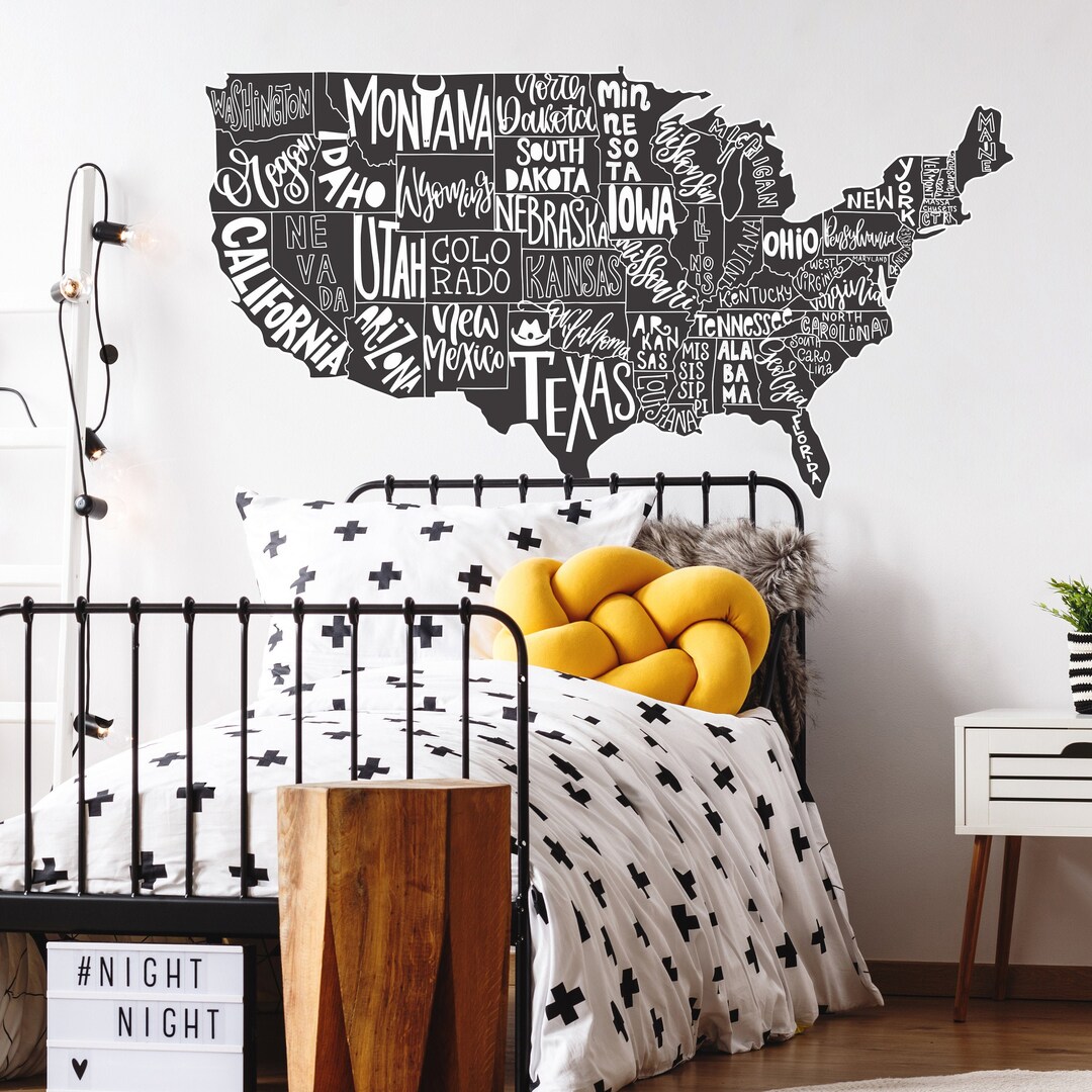 Large Map Wall Decal | United States of America | States | American ...