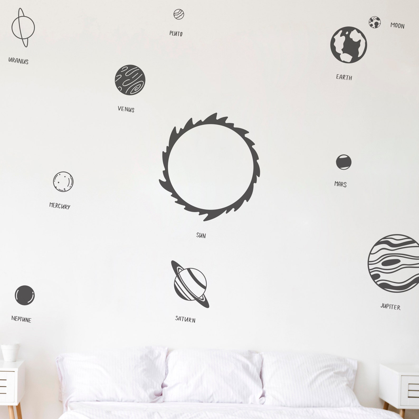 Solar System Wall Decal Planets Earth Sun Vinyl Wall Decor | Etsy