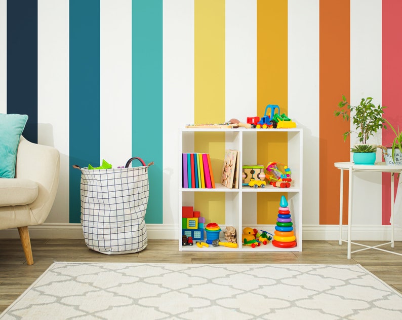 Retro Rainbow Stripes Wall Decals, Rainbow Wall Stickers, Nursery Room ...