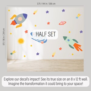 Cosmic Space Wall Decal Sticker Set, Galaxy Wall Sticker, Rockets ...