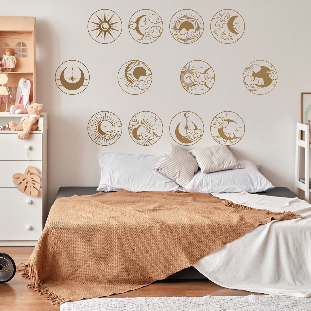 Mystical Sun Moon Wall Decals | Celestial Elements Wall Decals | Man in ...