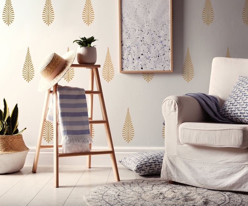 Fern Leaf Wall Decals Modern Vinyl Decal Set Botanical Leaf | Etsy