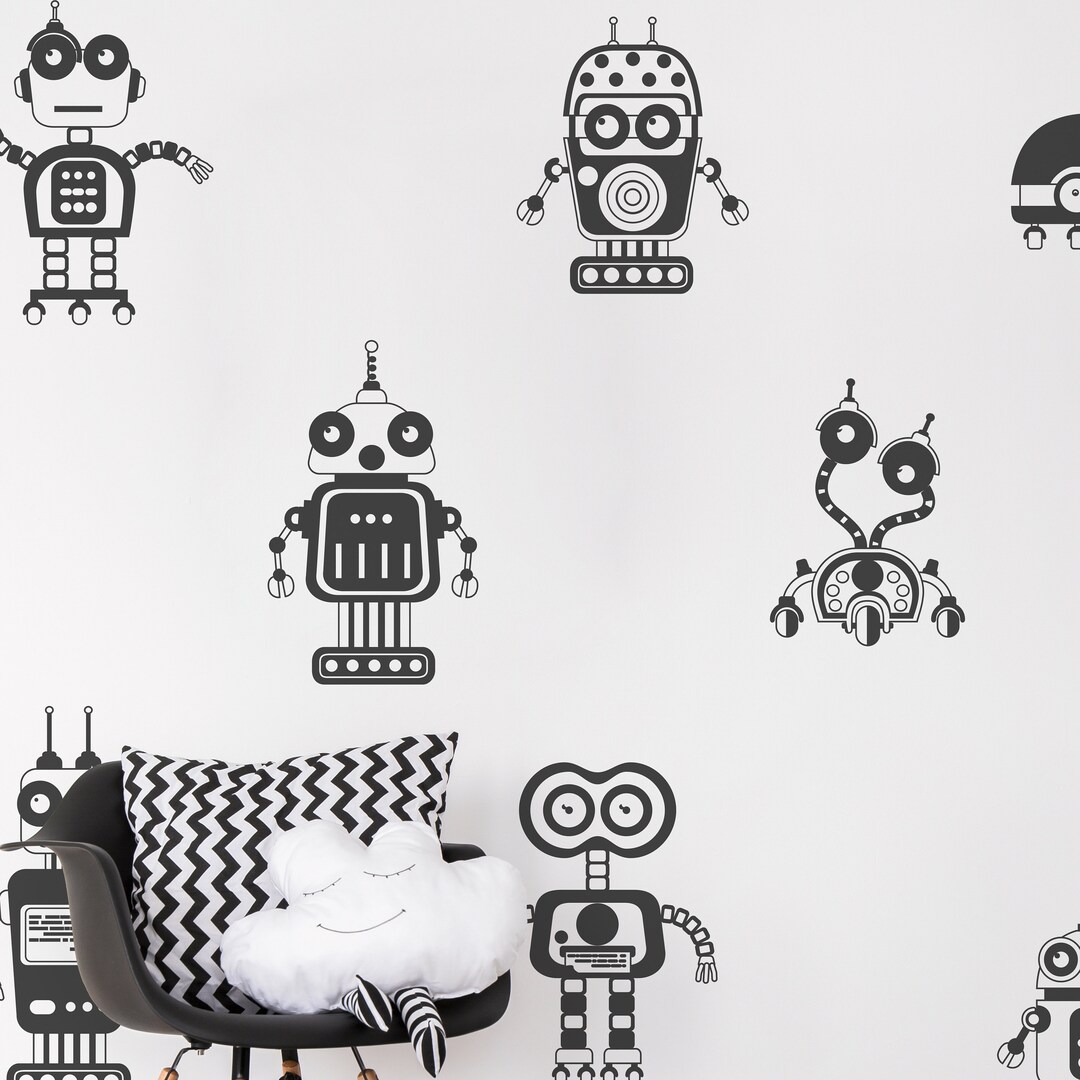 Large Collection of Robot Wall Decals Robot Wall Art - Etsy
