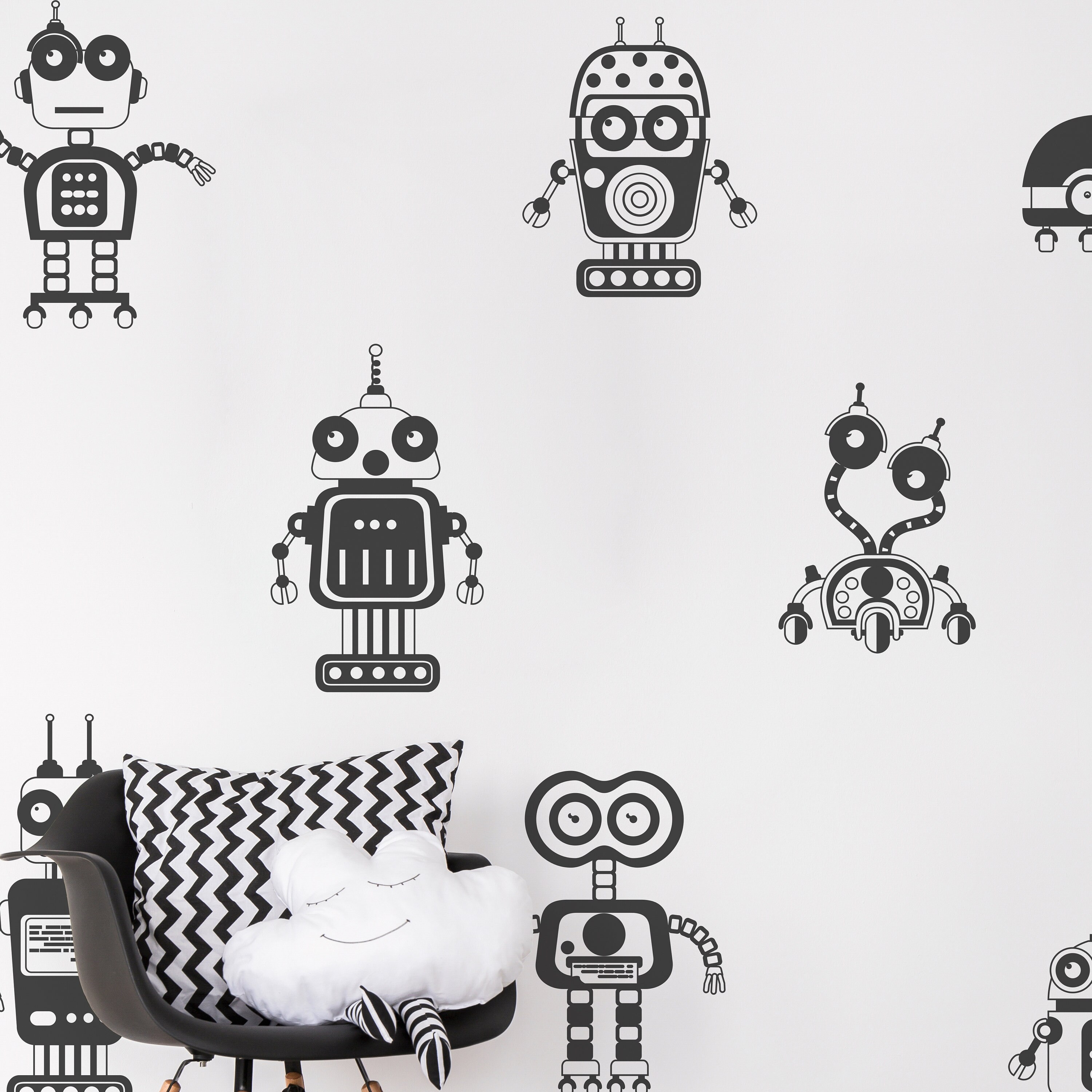 Large Collection of Robot Wall Decals Robot Wall Art | Etsy